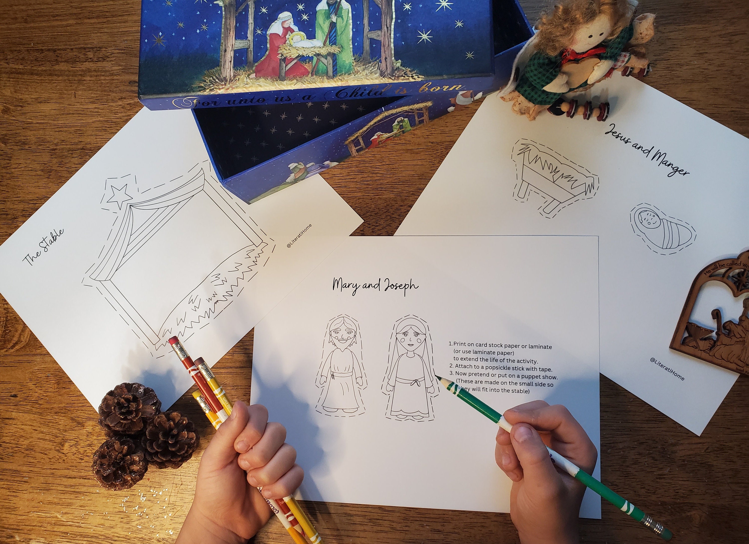Mini Nativity Christmas | Color Your Own and Pretend Puppets | Jesus ...