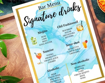 Editable Bar Menu Template Instant Download Canva Design - Etsy