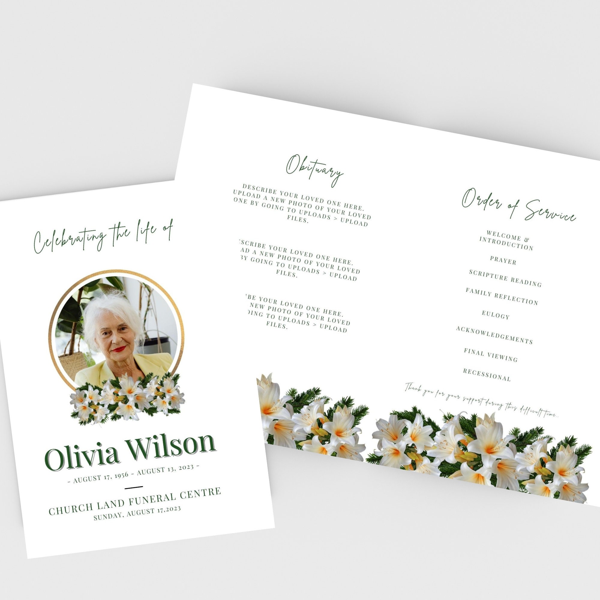Order of Service Template, Funeral Program Template, Memorial Program ...