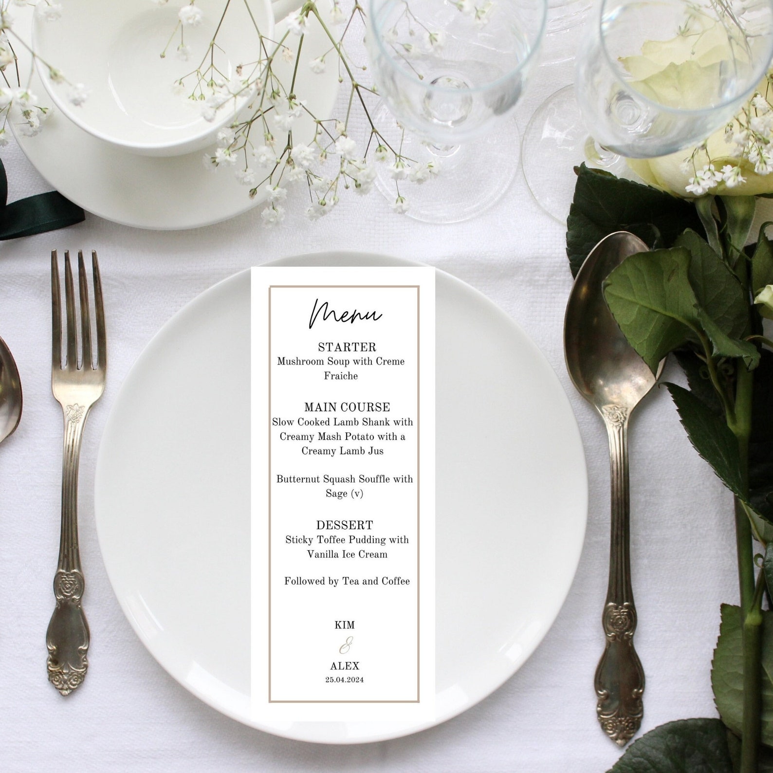 Minimalist Wedding Menu Template, Elegant Wedding Menu, Simple Wedding ...