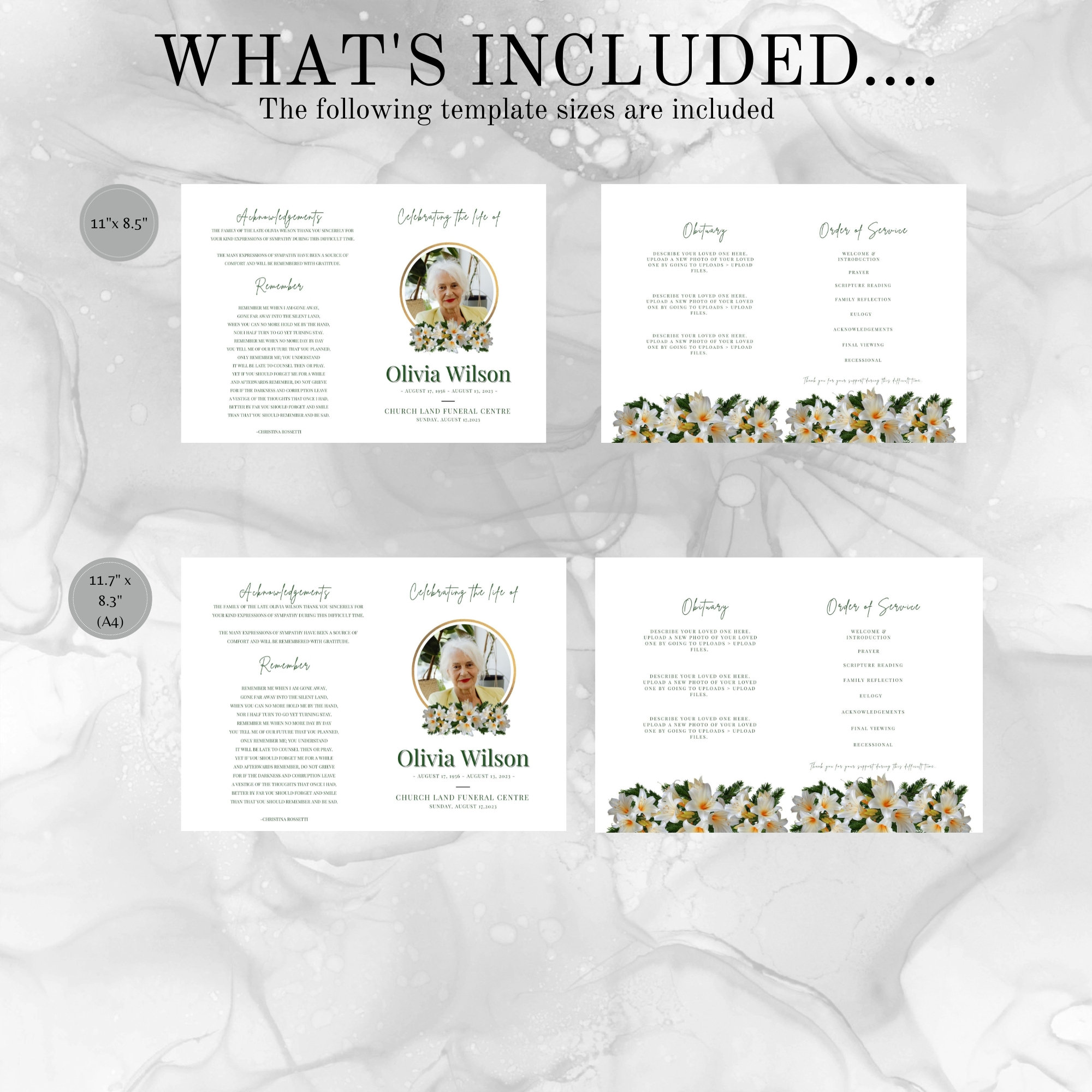 Order of Service Template, Funeral Program Template, Memorial Program ...