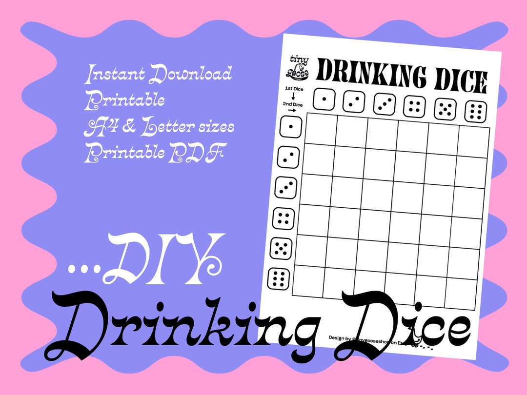 DIY Drinking Dice | Printable Drinking Game Template for Adults, Fun ...
