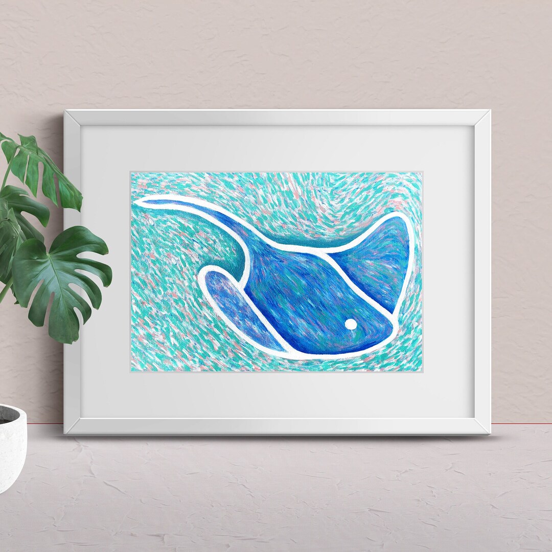 Stingray Acrylic Paint Print | Illustration, Painting, Sea Art, Sea ...