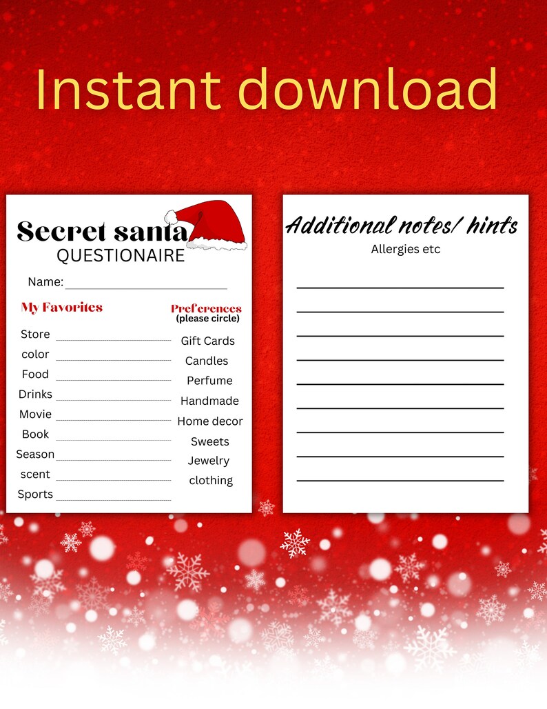 Secret Santa List - Etsy