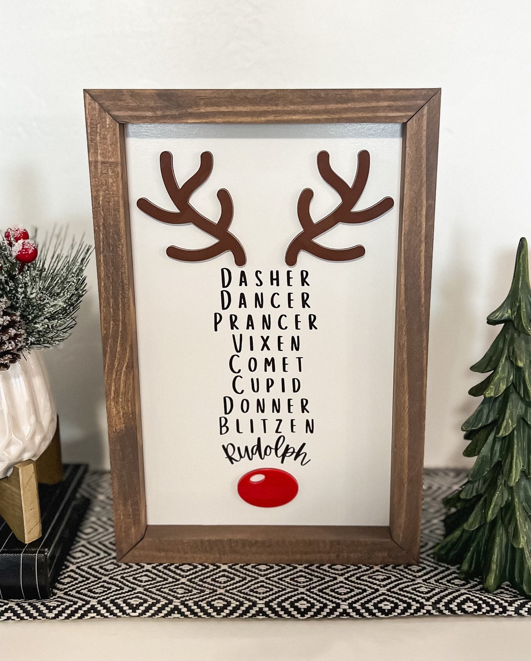 Reindeer Names Sign, Rudolf the Red Nose Reindeer, Christmas Decor ...