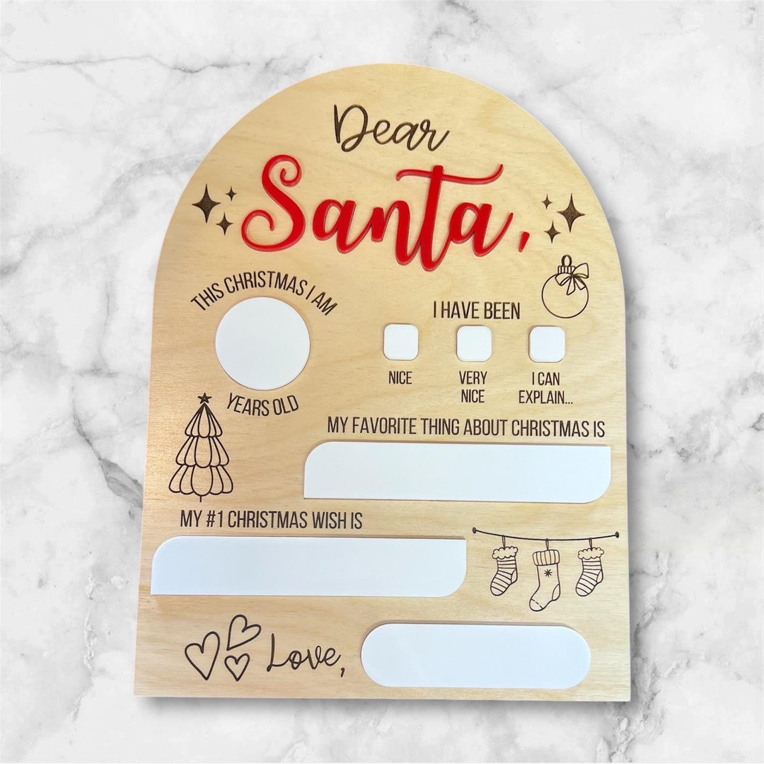 Dear Santa Dry Erase Board, Christmas List, Dear Santa Sign, Dry Erase ...