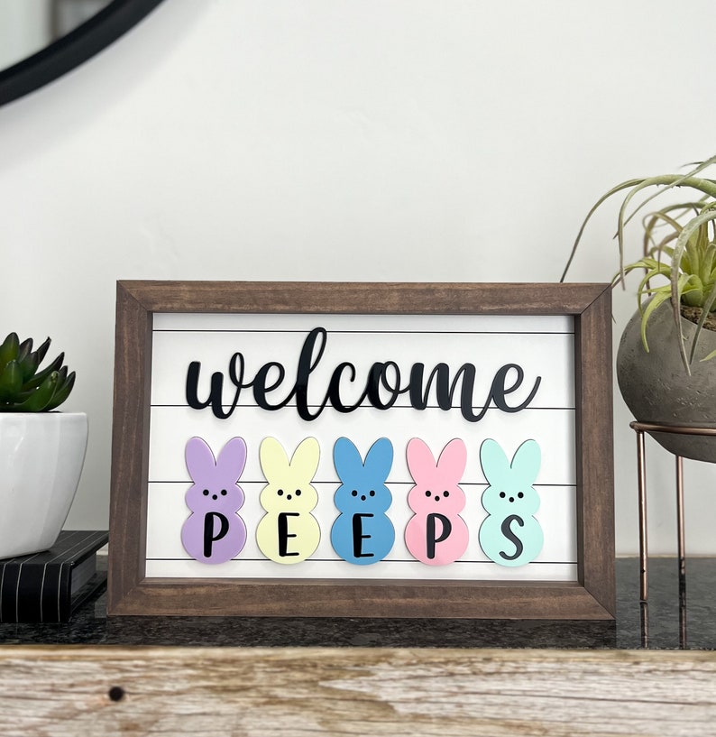 Welcome Peeps Sign, Easter Decor, Laser Cut Wood Sign - Etsy