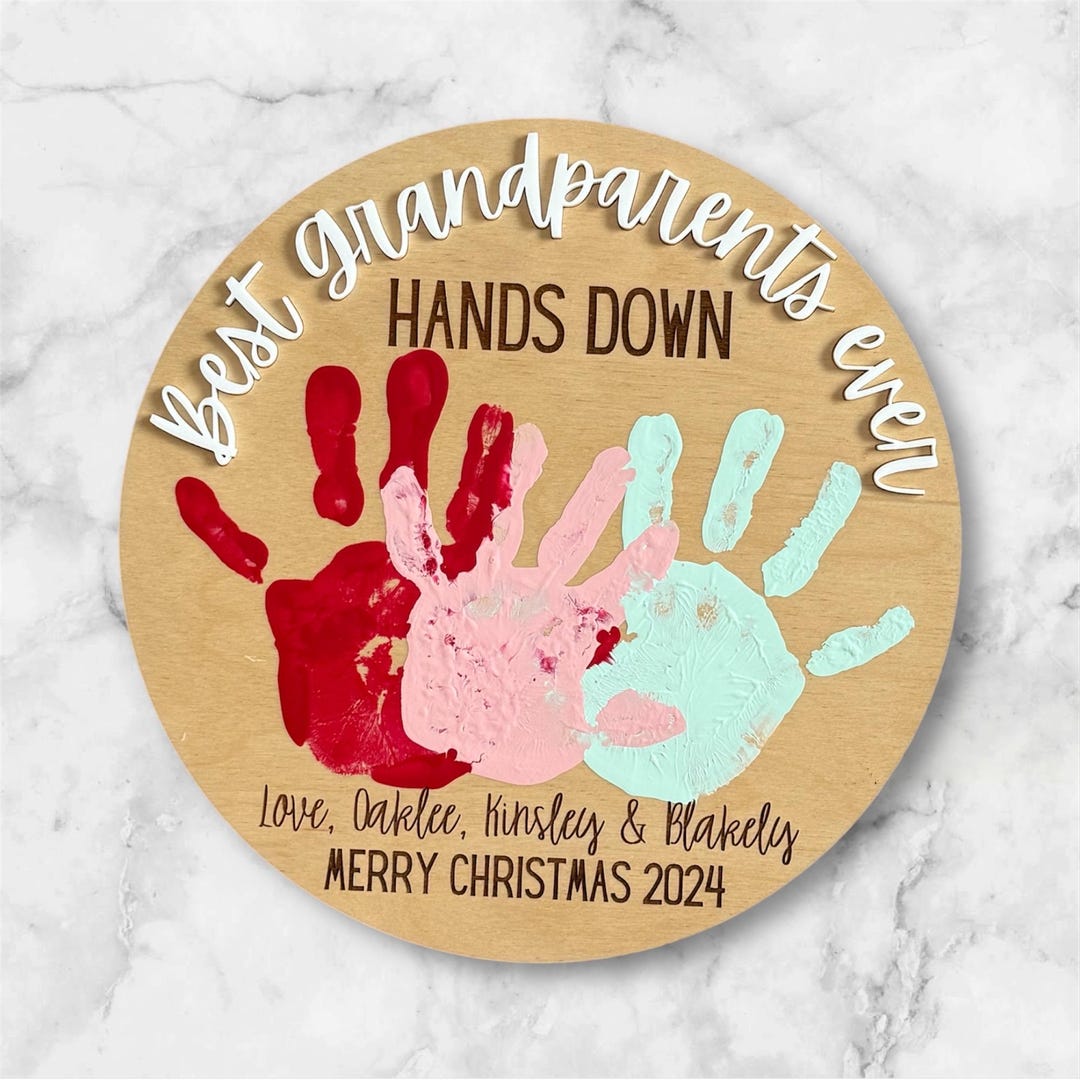 Best Grandparents Hands Down, Gift for Grandma, Kids Handprint Sign ...