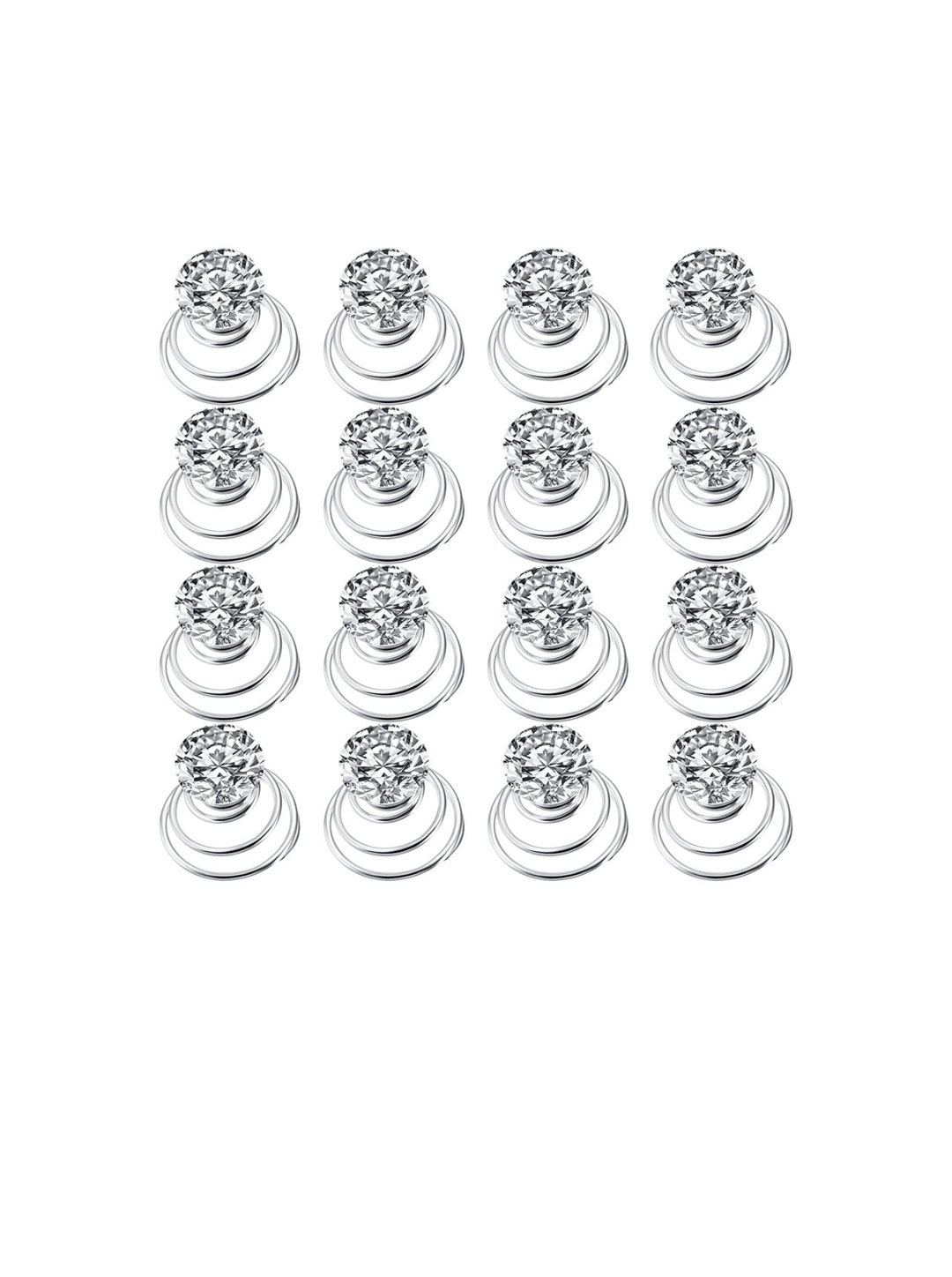 60 Pieces Crystal Twisters Set Spiral Hair Pin Silver Coil for Wedding ...
