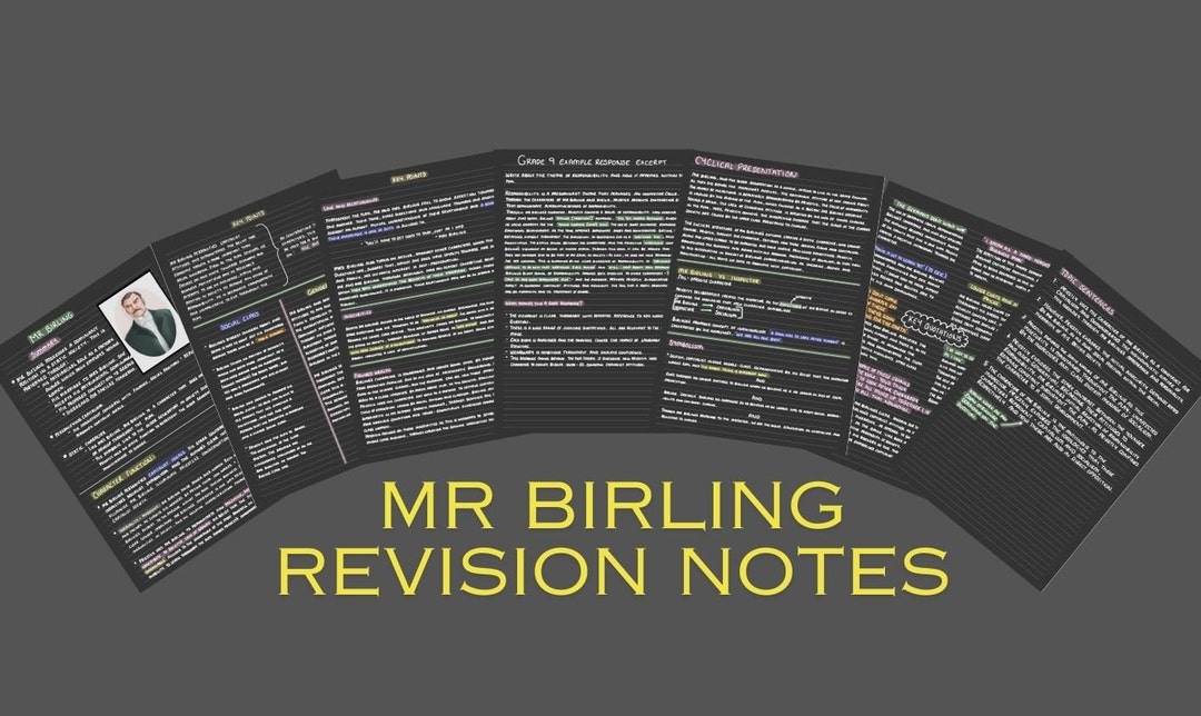 Mr Birling Student Notes/ an Inspector Calls Study Guide/ GCSE English ...