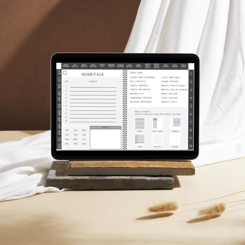 Ultimate Student Digital Planner and Notebook- Monochrome Minimalist ...