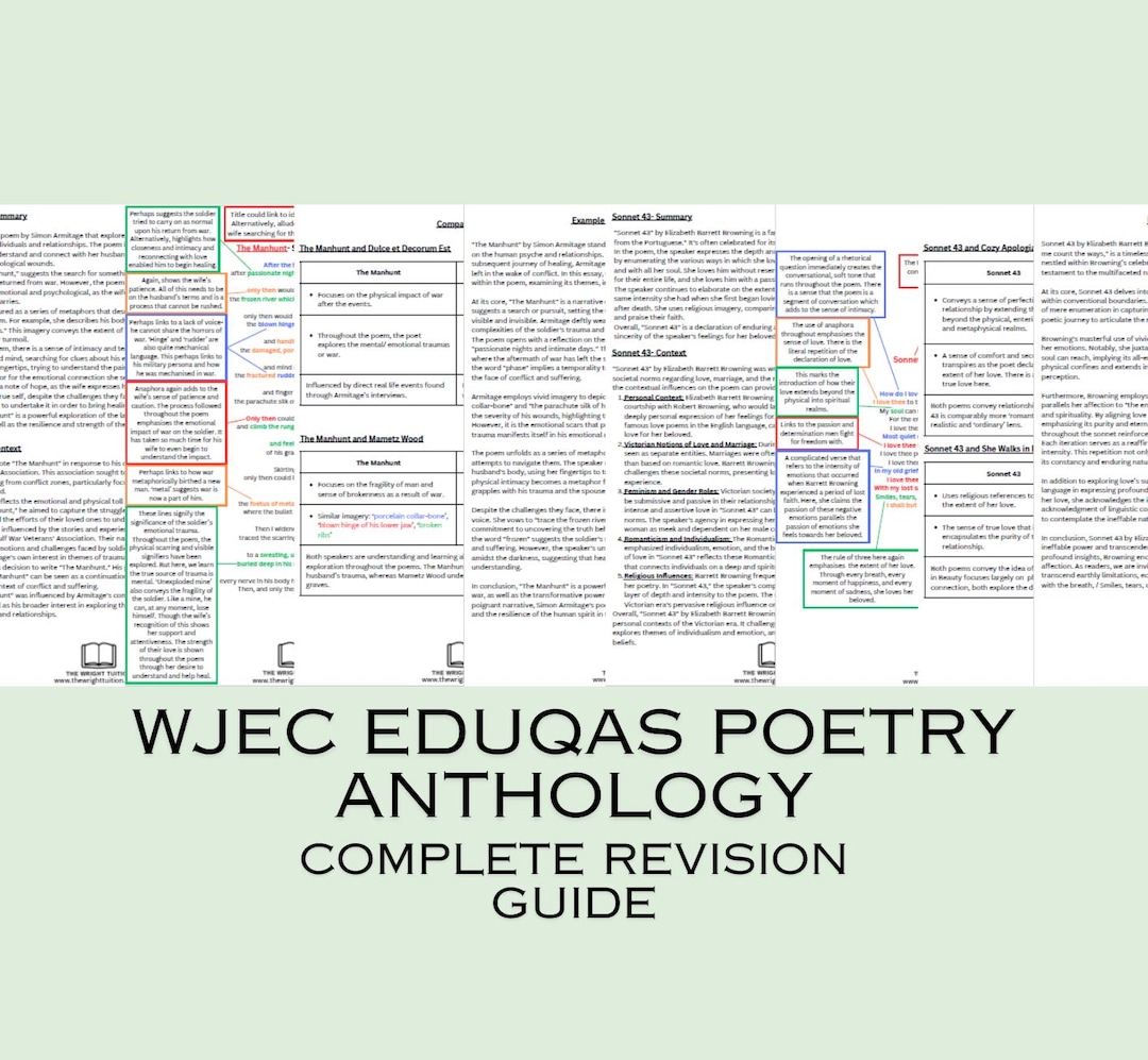 EDUQAS WJEC Poetry Anthology/ Complete Revision Guide/ Poem Analysis ...