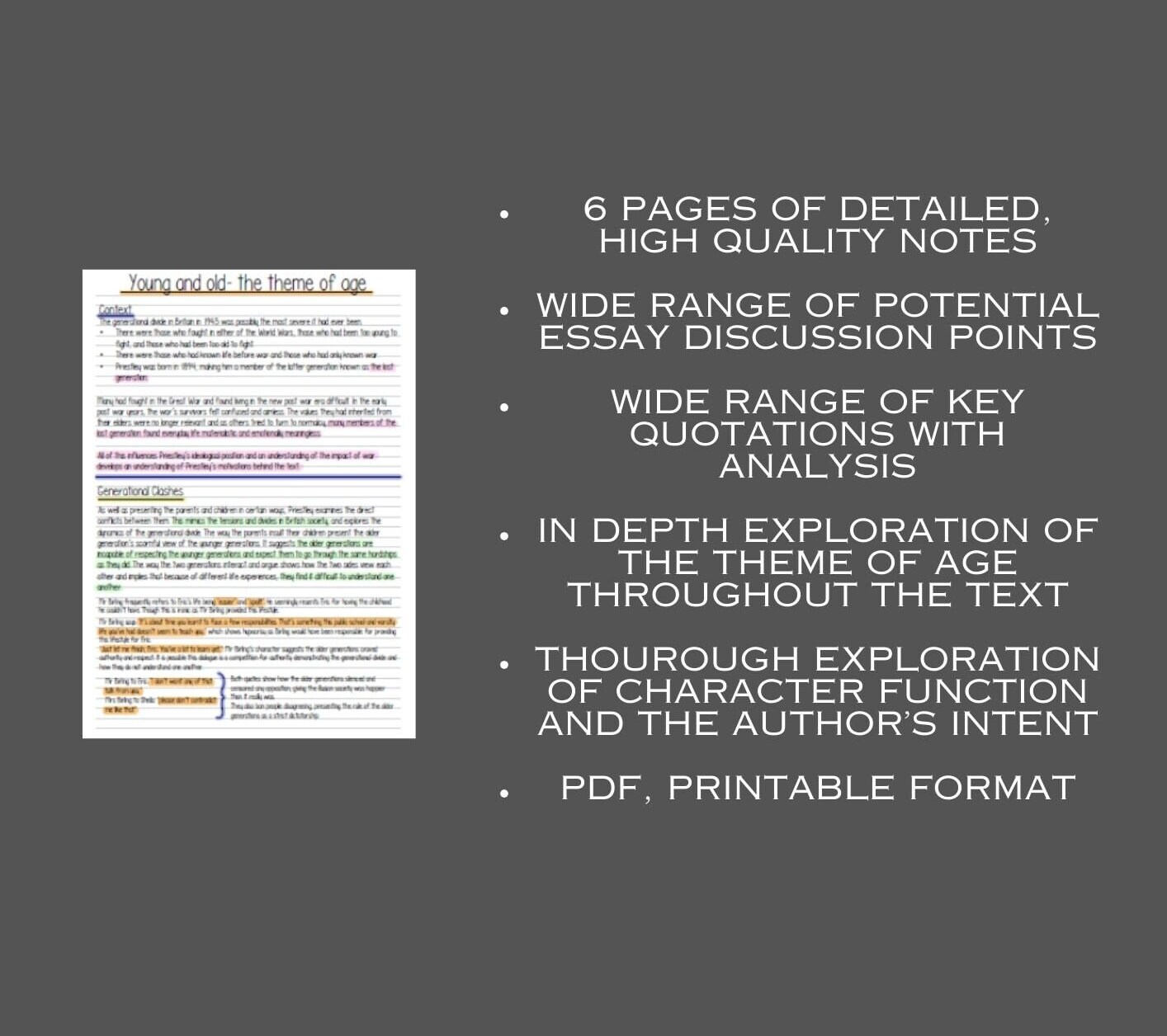 An Inspector Calls Study Guide/ Theme of Age/ Young and Old/ GCSE ...