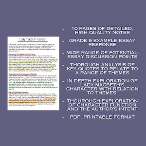 Lady Macbeth Revision Notes/ Shakespeare Study Guide/ UK GCSE Revision ...