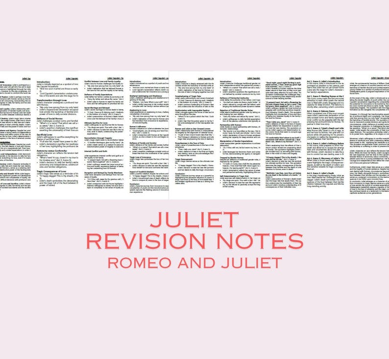 Juliet Revision Notes/ Romeo and Juliet Character Analysis/ UK GCSE ...