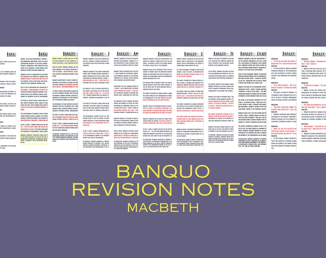 Banquo Revision Notes/ Macbeth Character Analysis/ UK GCSE Shakespeare ...