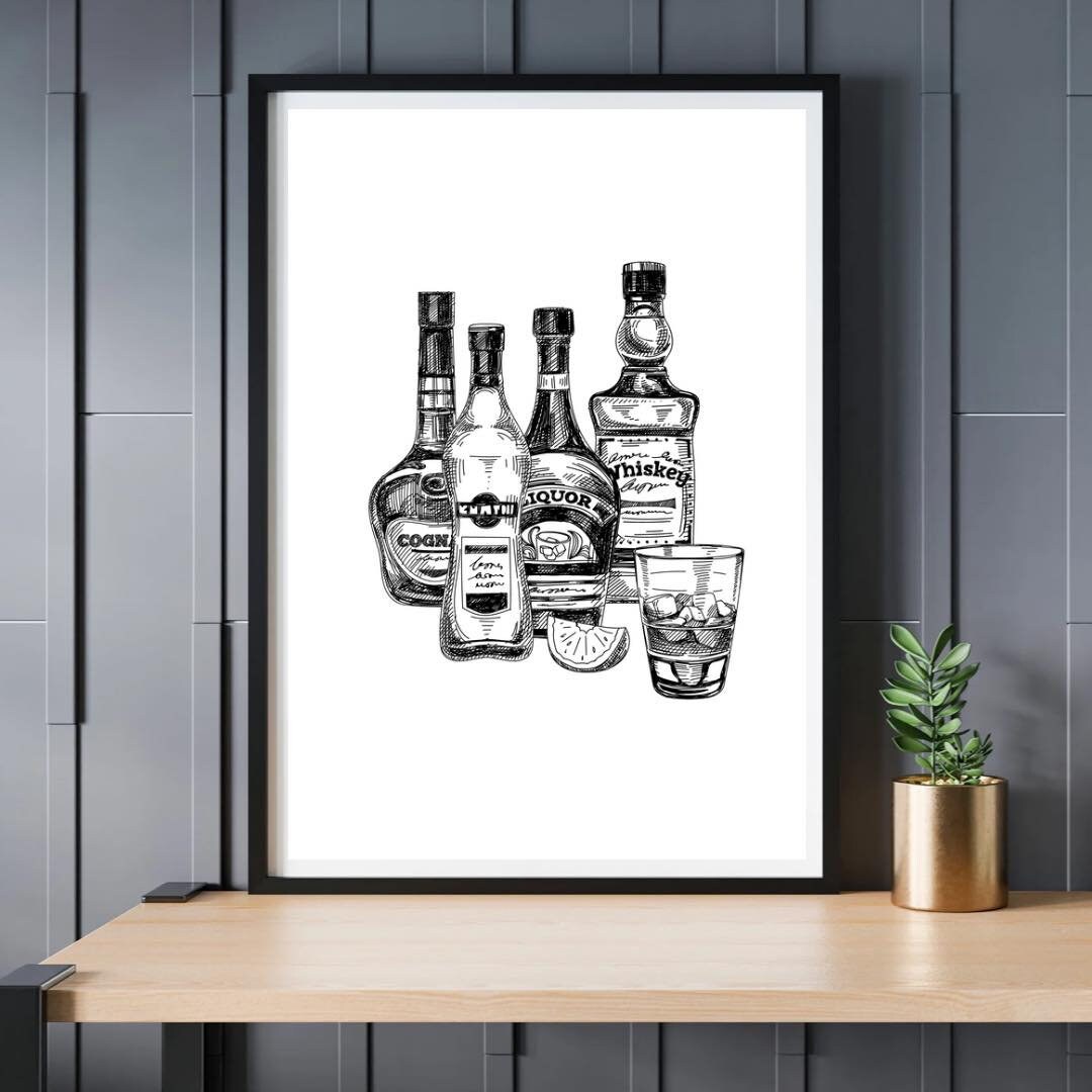 Gin, Gin and Tonic, Liqueur, Schnapps, Art Print, Poster, Digital - Etsy