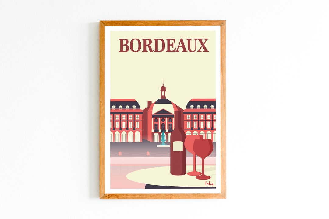 Bordeaux Poster (pink Version) - Place De La Bourse | Minimalist ...