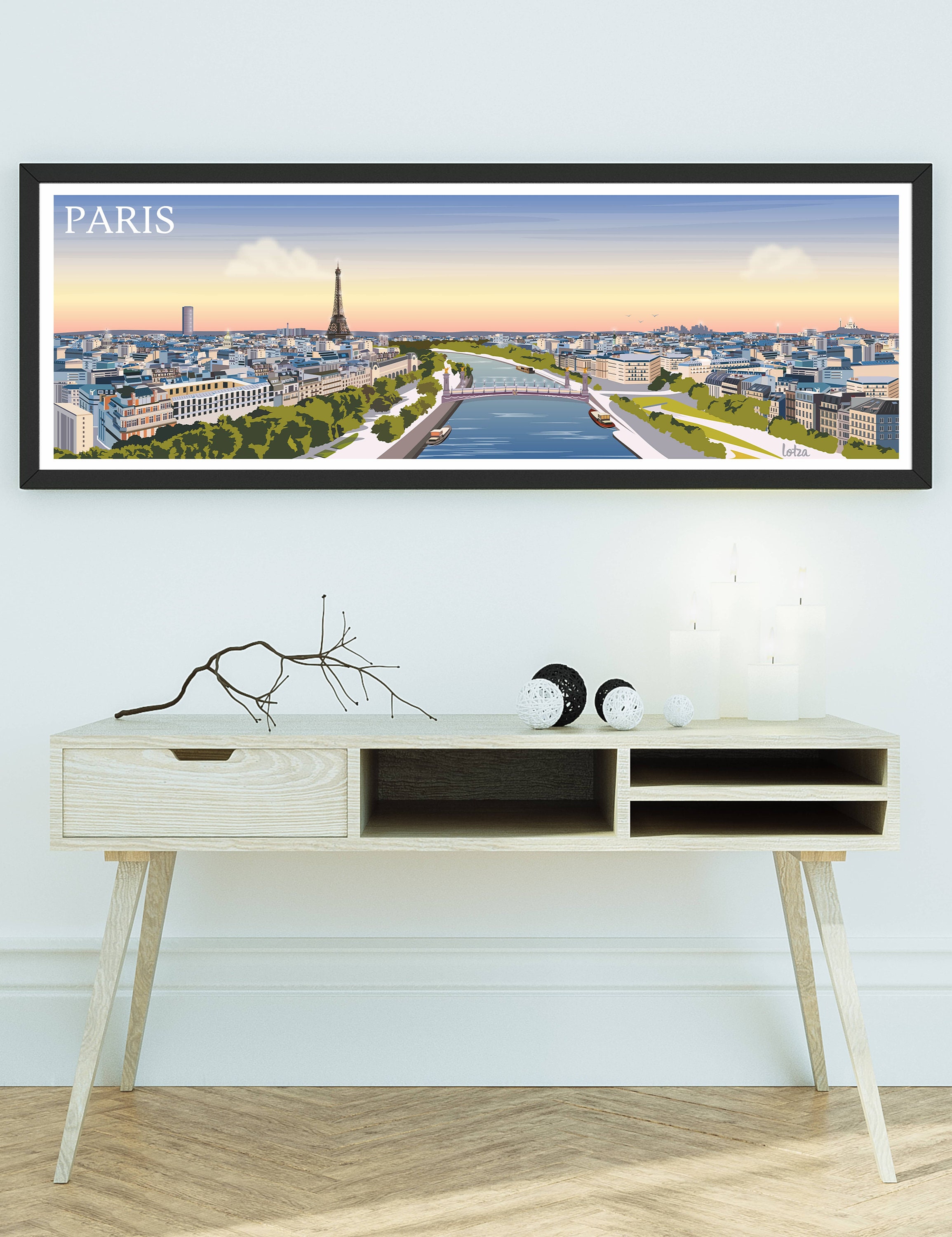 Panoramic Poster Paris Vintage Minimalist Poster Travel Poster Travel ...