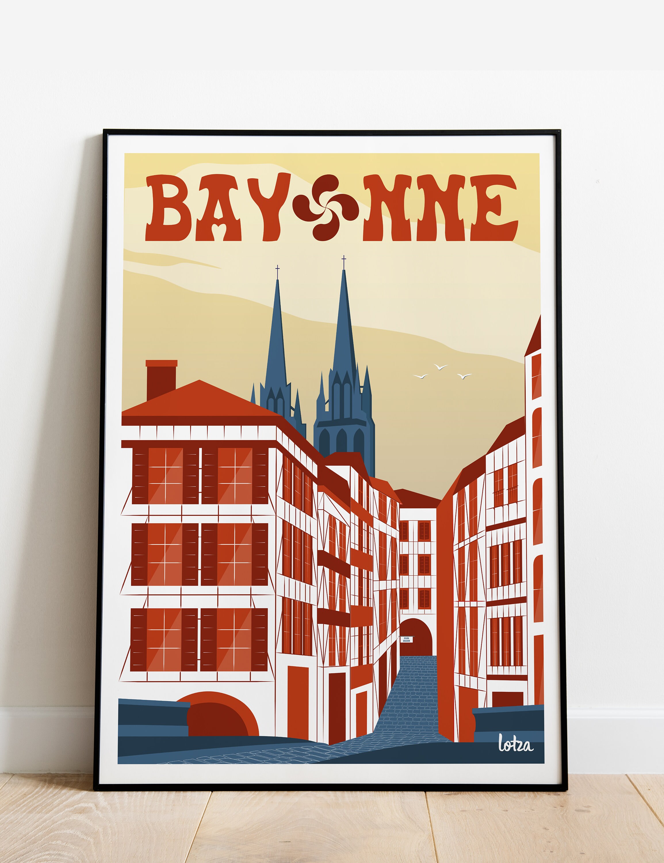 Affiche Bayonne - Pays Basque | Poster Vintage Minimaliste | Affiche de ...