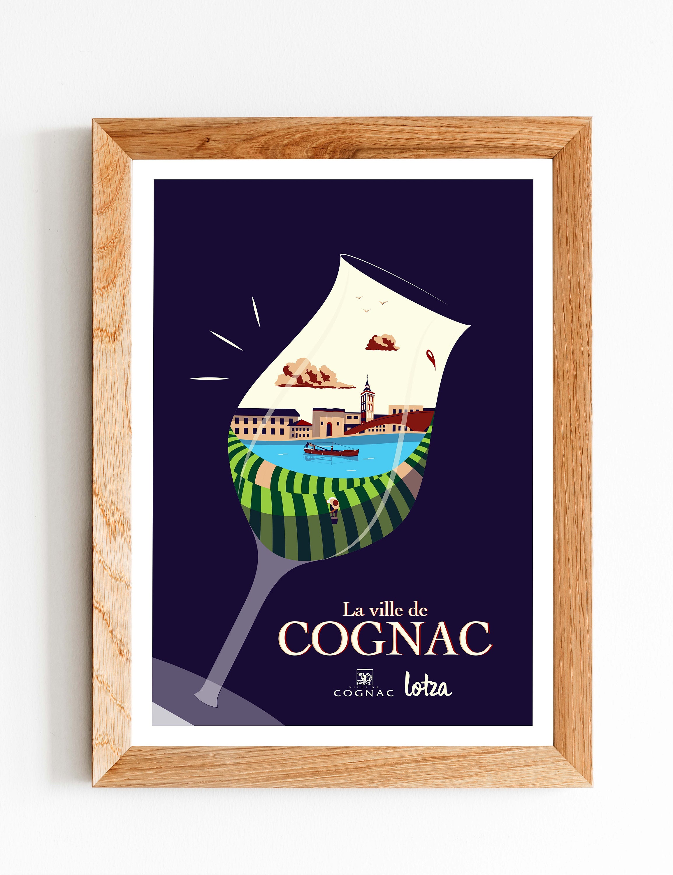 Cognac Poster glass Quays Vintage Minimalist Poster Travel Poster ...