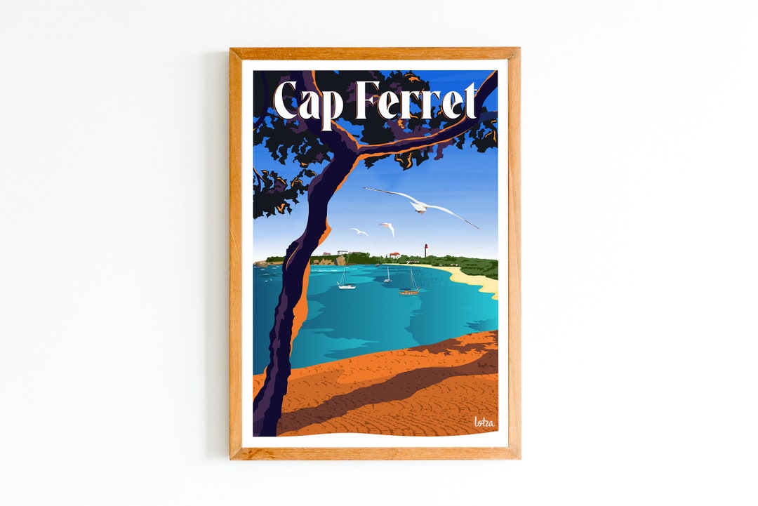 Affiche Cap Ferret - Plage | Poster Vintage Minimaliste | Affiche de ...