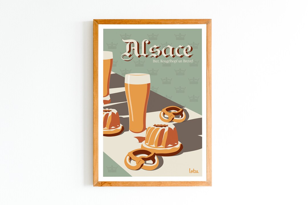 Alsace Poster Alsatian Specialties Vintage Minimalist Poster Travel ...
