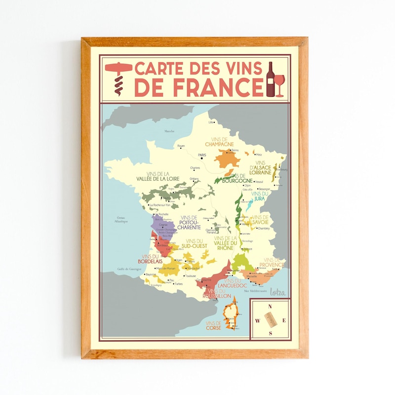 French Wine Map - Etsy