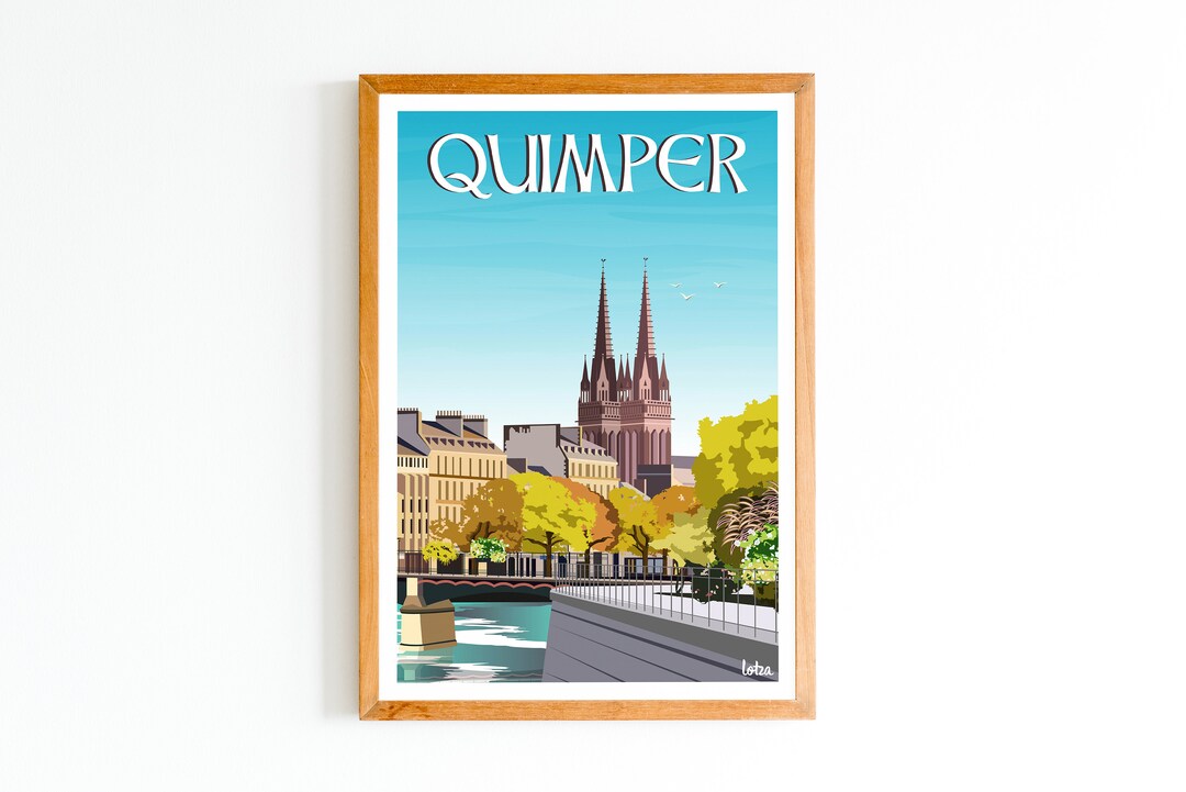 Poster Quimper Brittany Vintage Minimalist Poster Travel Poster Travel ...