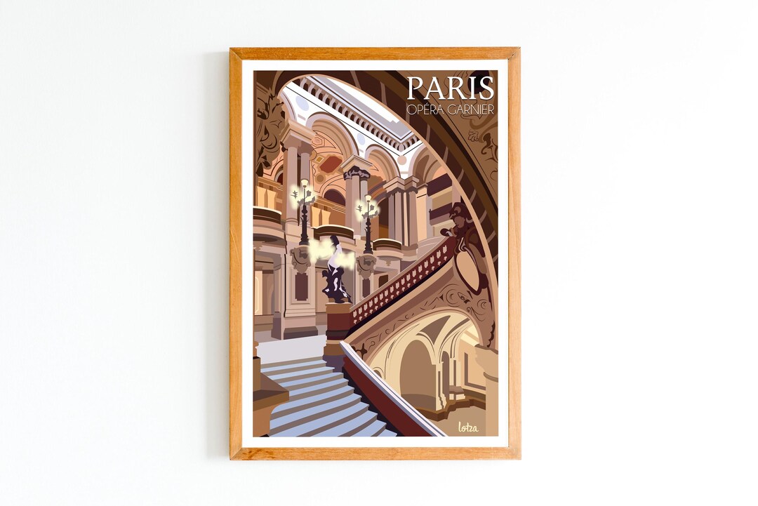 Opera Garnier Poster - Paris | Minimalist Vintage Poster | Travel ...
