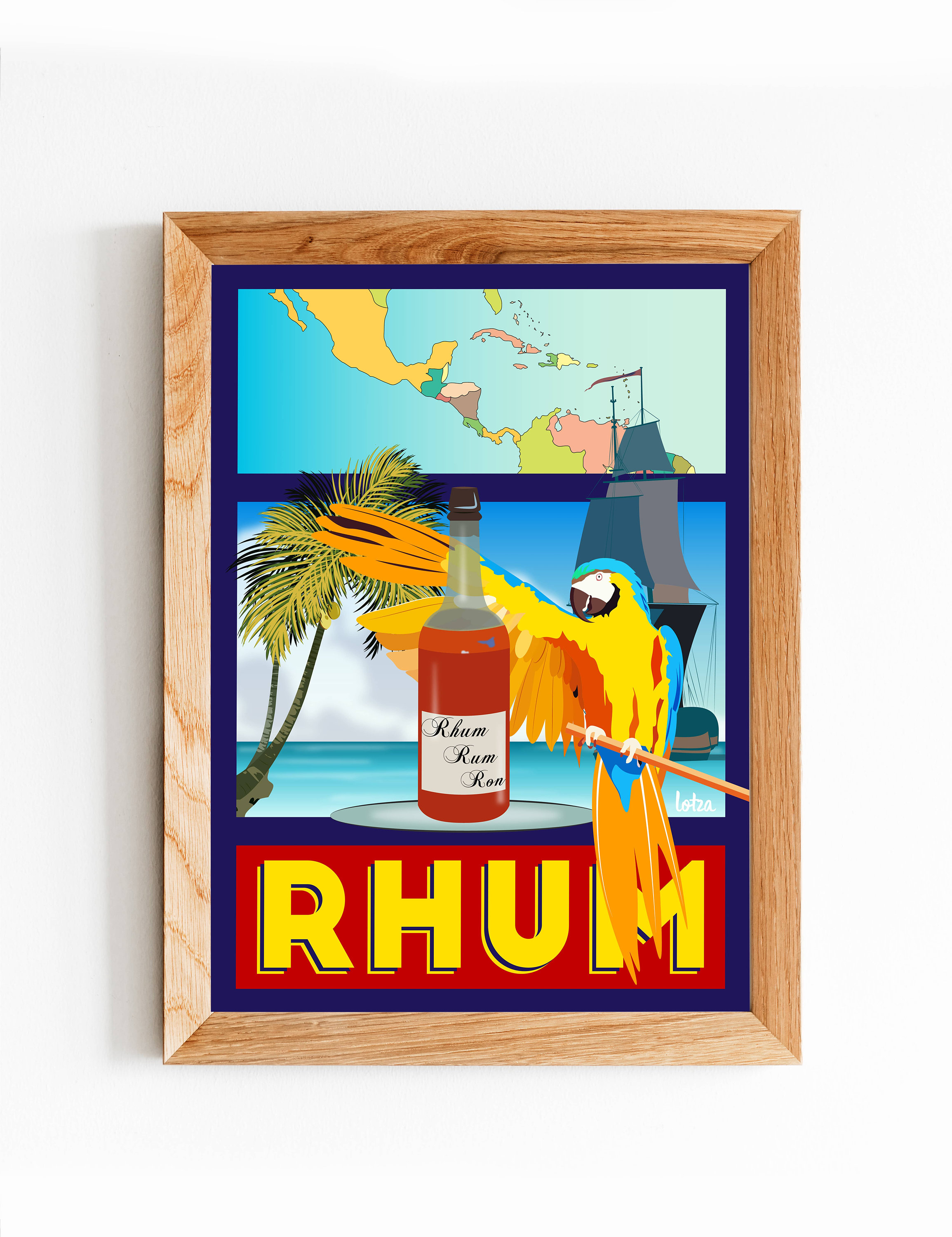Rum Poster Cocktail Vintage Minimalist Poster Travel Poster Travel ...