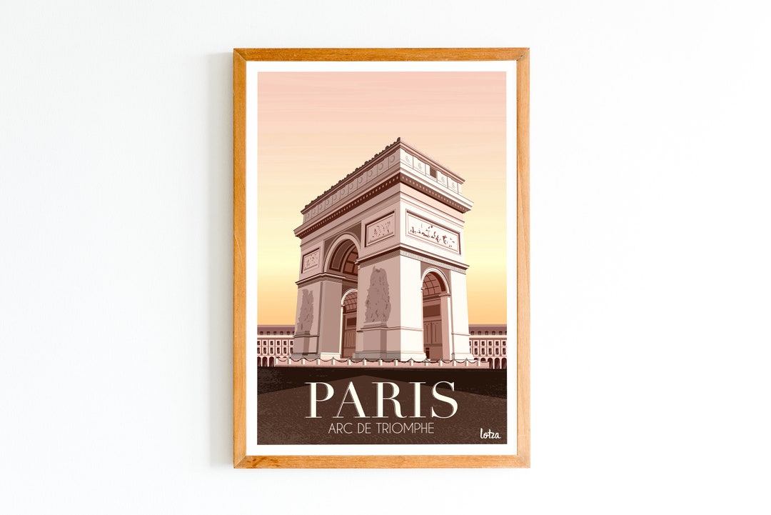 Poster Arc De Triomphe Paris Vintage Minimalist Poster Travel Poster ...