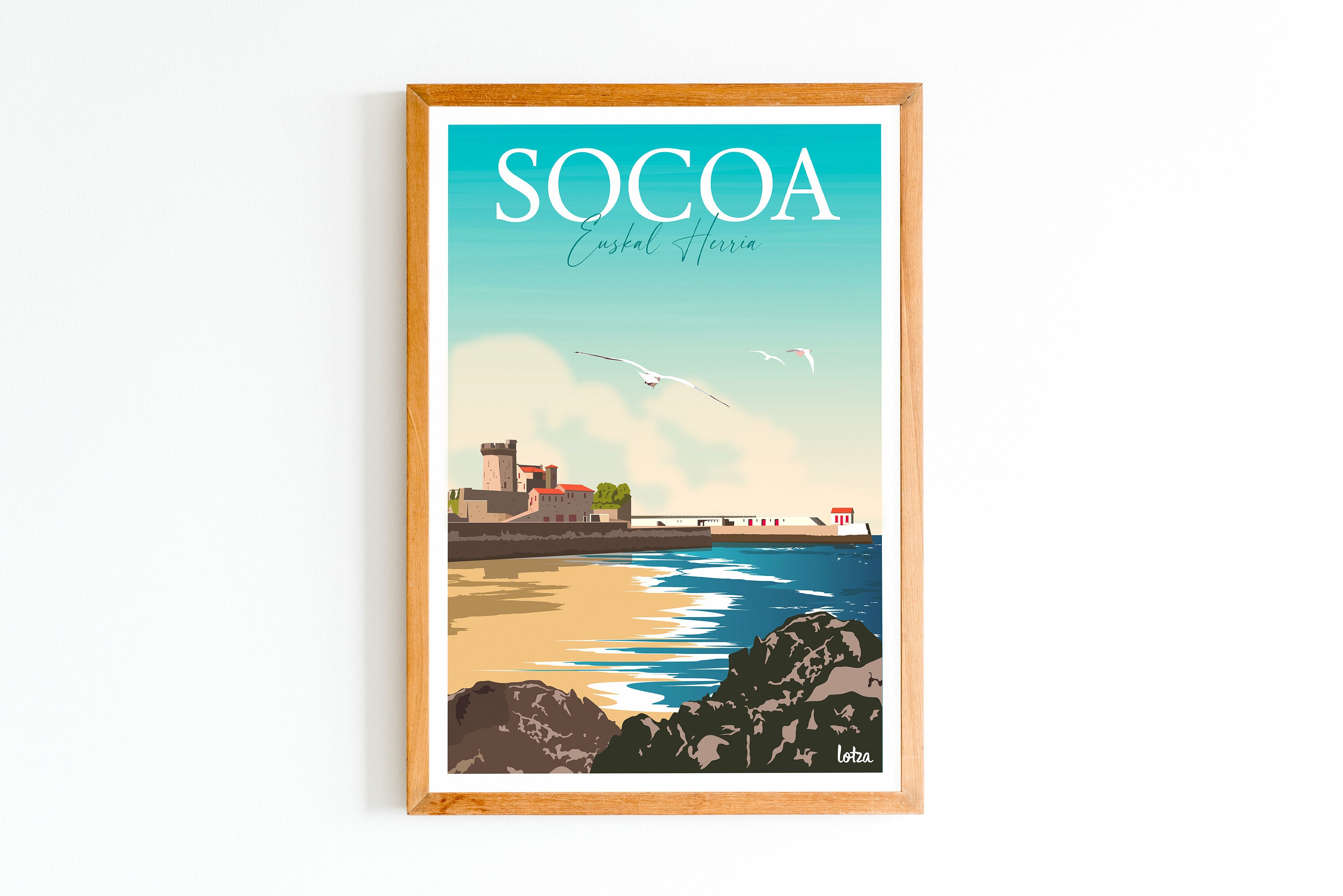 Affiche Socoa - Pays Basque | Poster Vintage Minimaliste | Affiche de ...