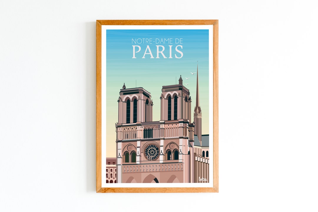 Notre-dame De Paris Cathedral Poster | Vintage Minimalist Poster ...