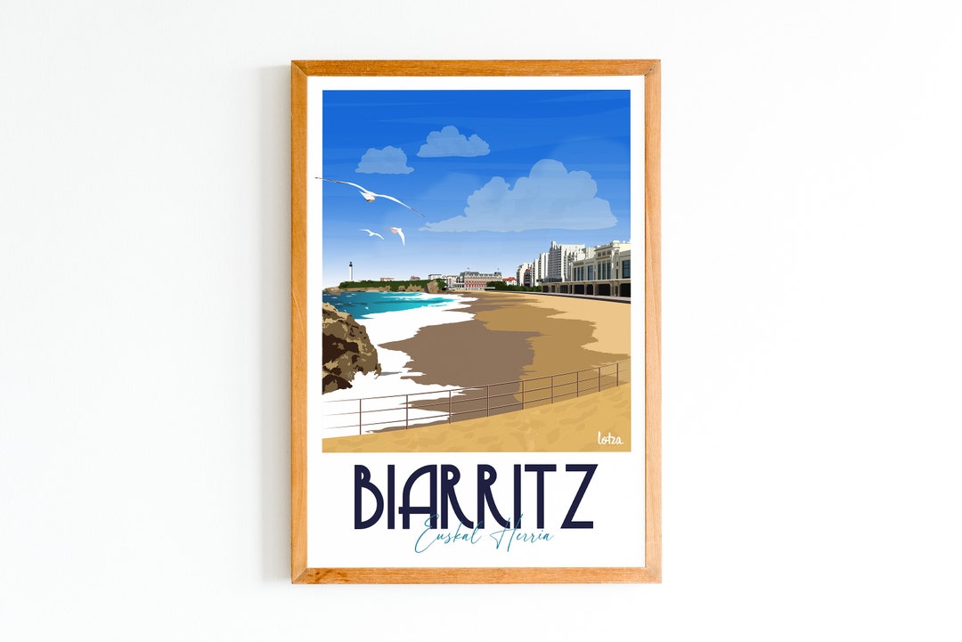 Affiche Biarritz - Pays Basque | Poster Vintage Minimaliste | Affiche ...