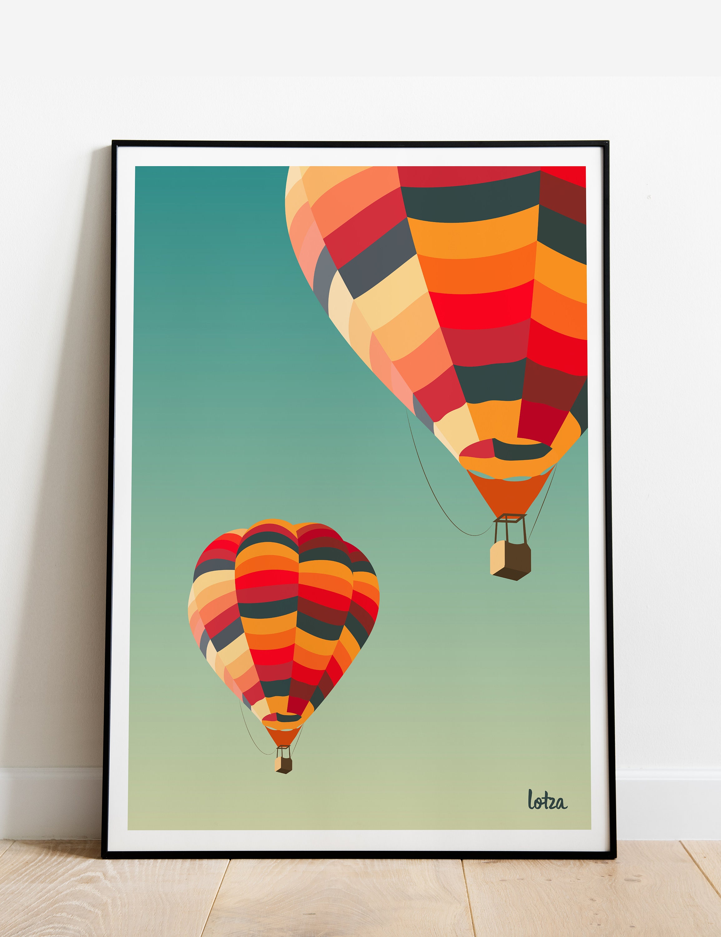 Hot Air Balloons Poster Hot Air Balloons Landscape Vintage Minimalist ...