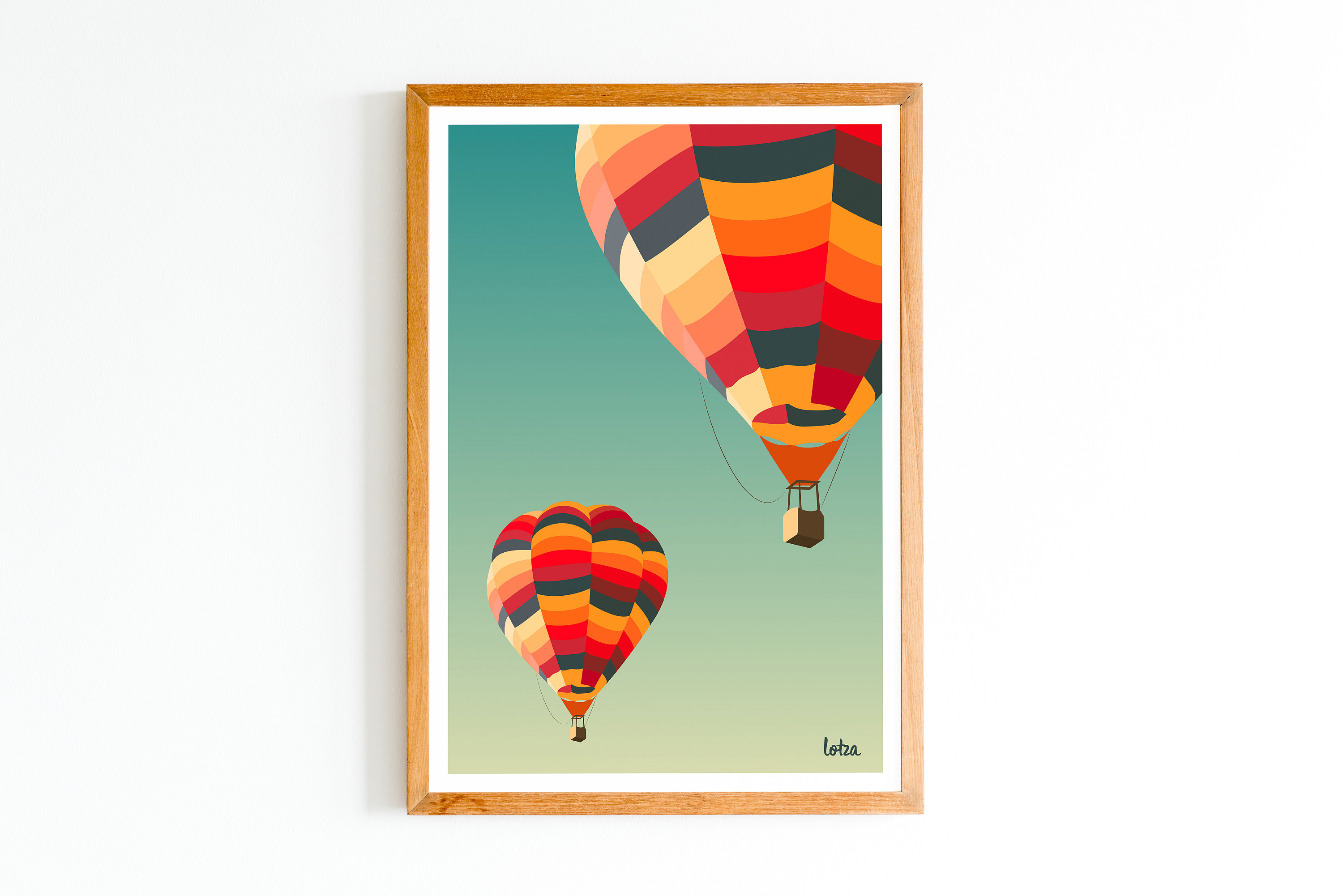 Hot Air Balloons Poster Hot Air Balloons Landscape Vintage Minimalist ...