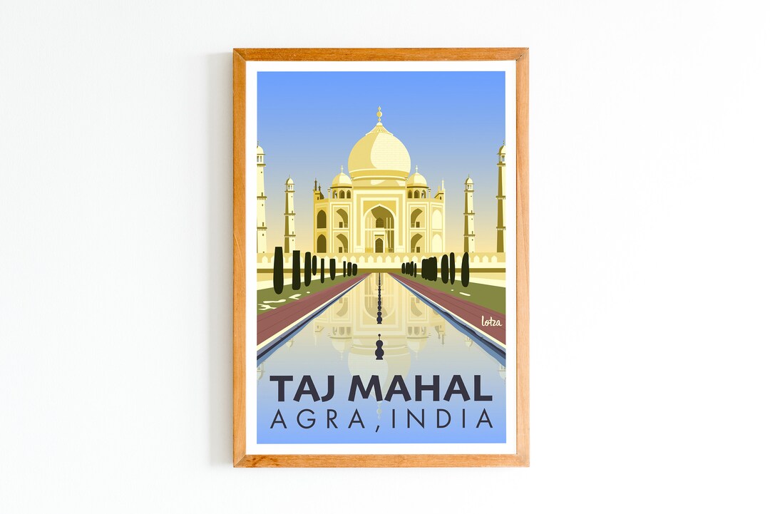 Poster Taj Mahal, Agra, India Vintage Minimalist Poster Travel Poster ...