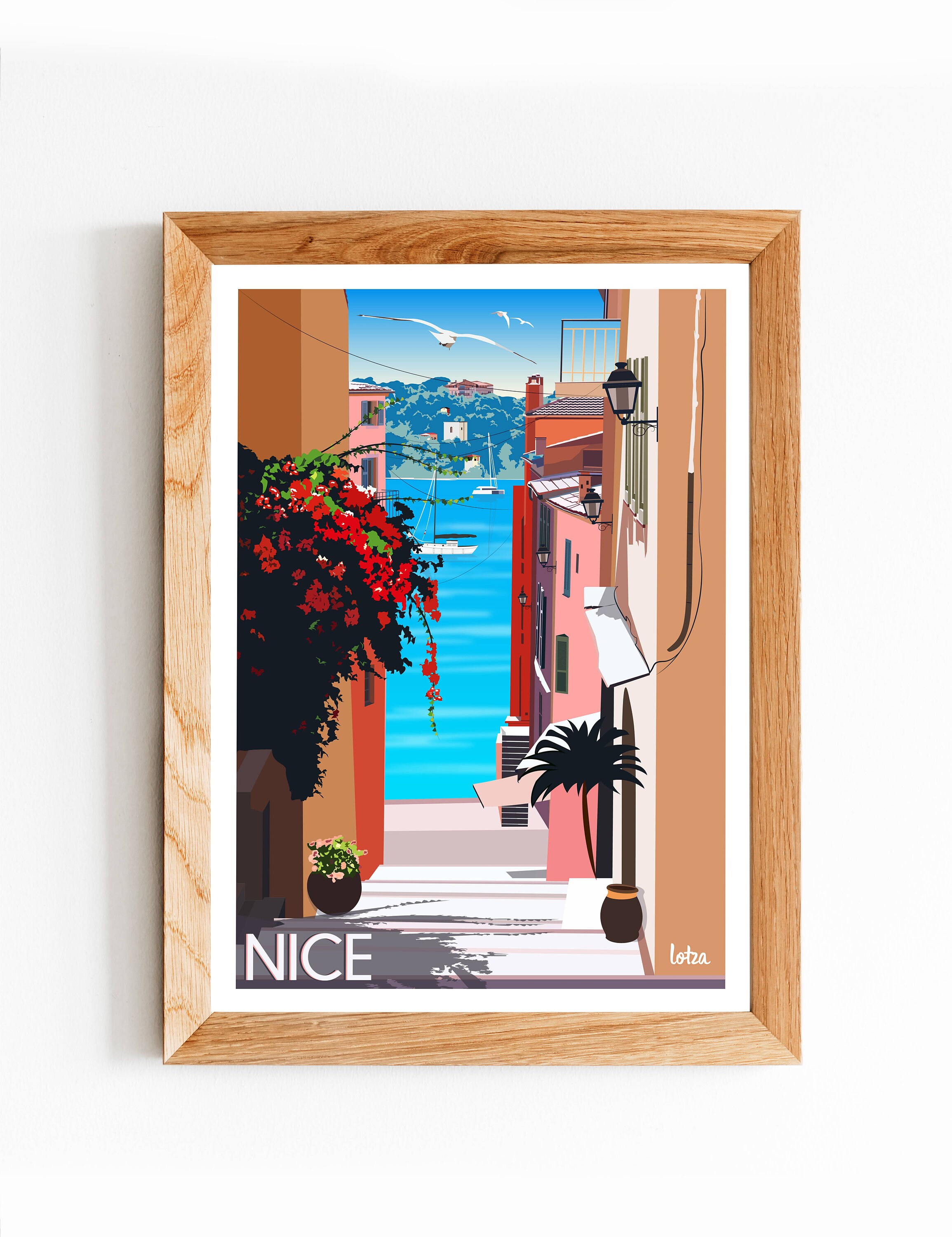 Poster Nice Côte D'azur Vintage Minimalist Poster Travel Poster Travel ...