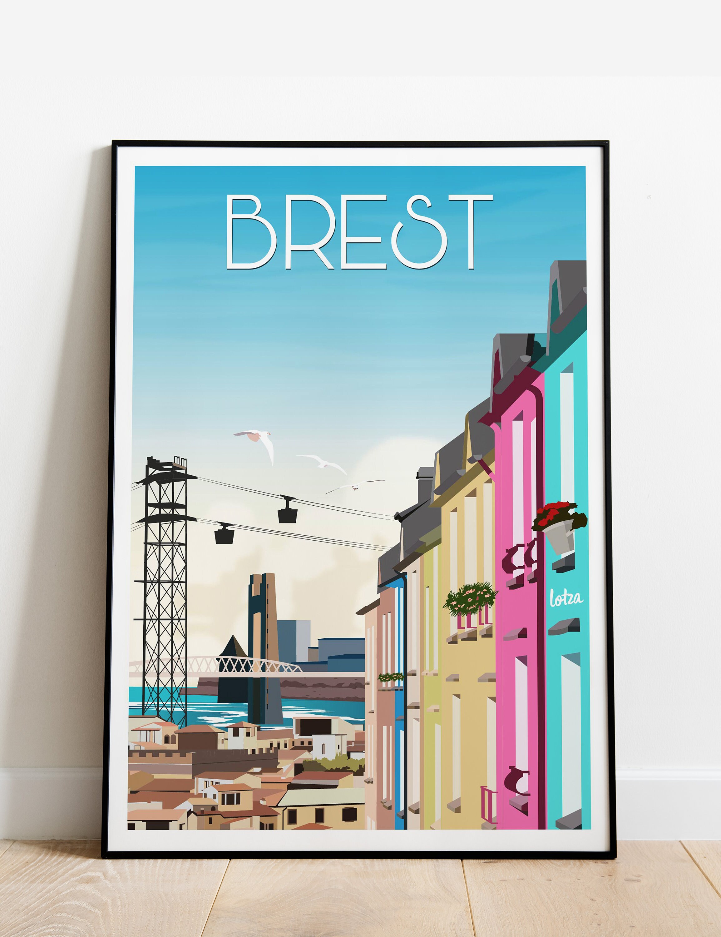 Brest Poster - Cable Car - Rue Félix-le Dantec - | Minimalist Vintage ...