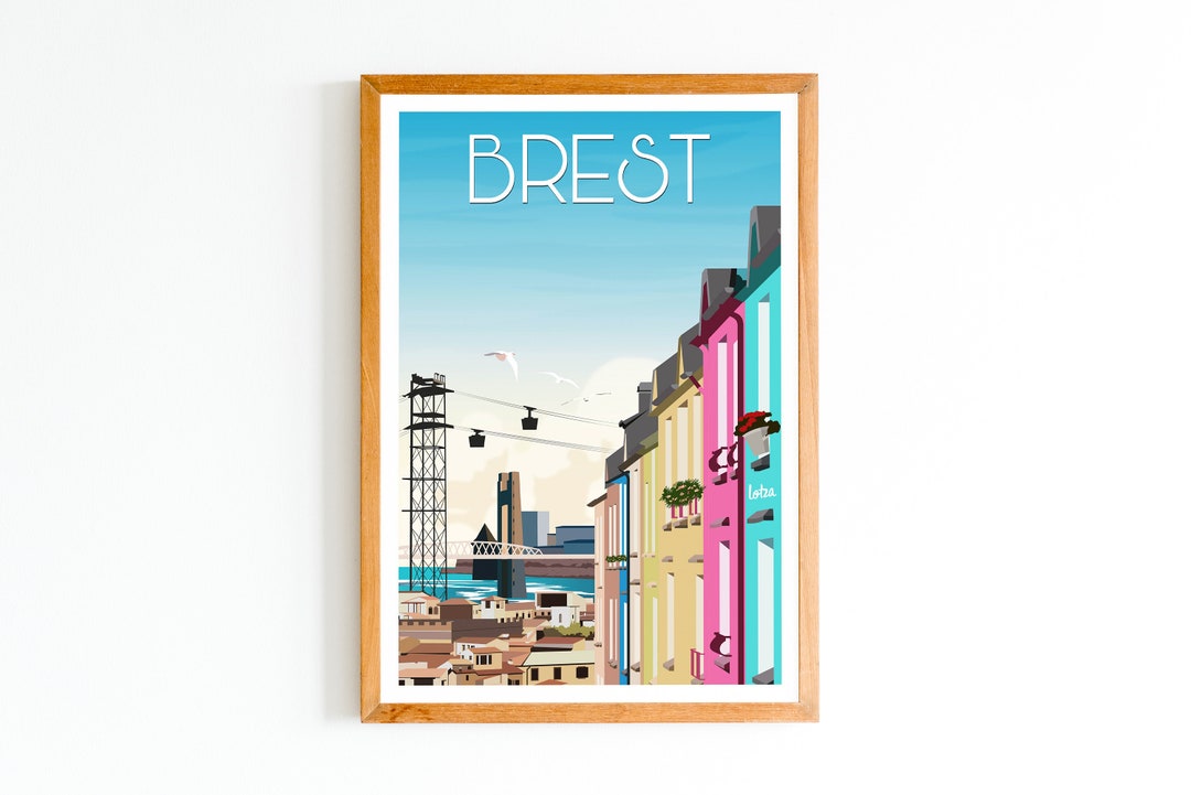 Brest Poster - Cable Car - Rue Félix-le Dantec - | Minimalist Vintage ...