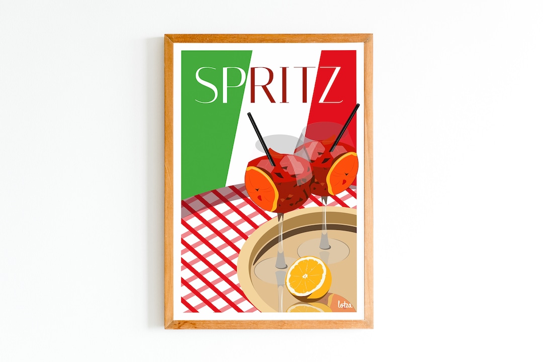 Affiche Spritz - Cocktail Italien | Poster Vintage Minimaliste ...