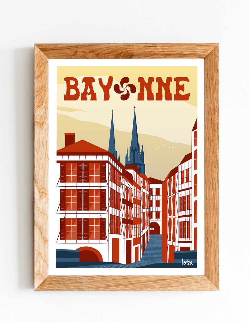 Affiche Bayonne - Pays Basque | Poster Vintage Minimaliste | Affiche de ...