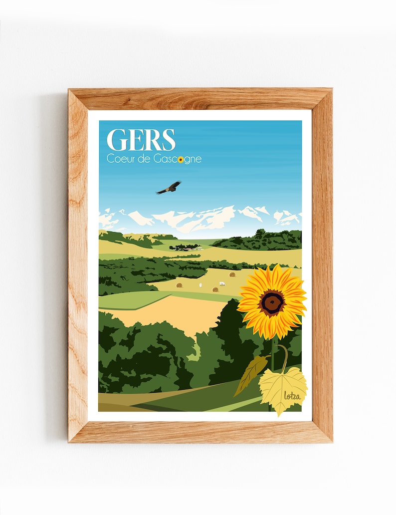Gers-Poster | Minimalistisches Vintage-Poster | Reiseposter ...