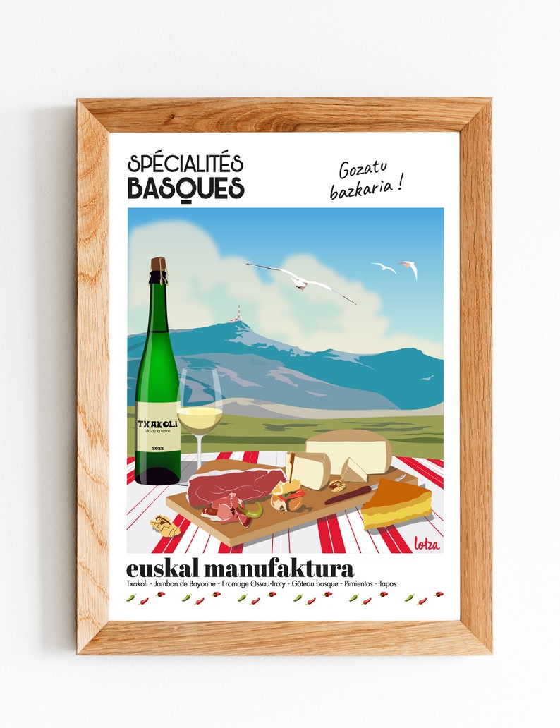 Basque Specialties Poster Basque Country, Basque Cuisine Vintage ...