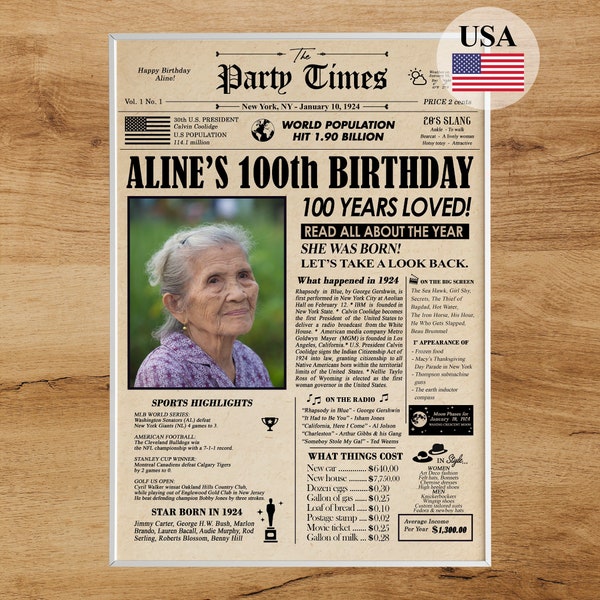 100th Birthday Newspaper - Etsy