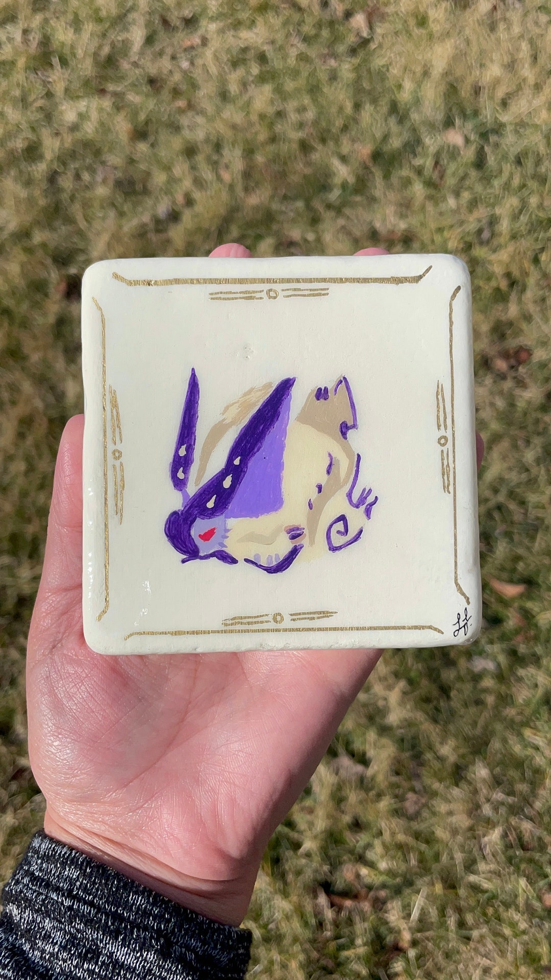 Lagombi Rabbit Monster Hunter Stone Art Rock Painting - Etsy