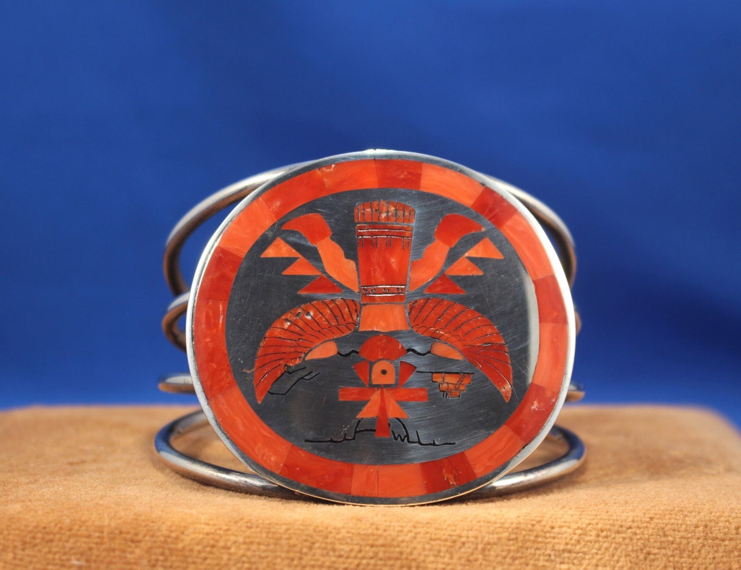 Zuni Knifewing Birdman Cuff Bracelet, Vintage Large Artisan Stamped ...