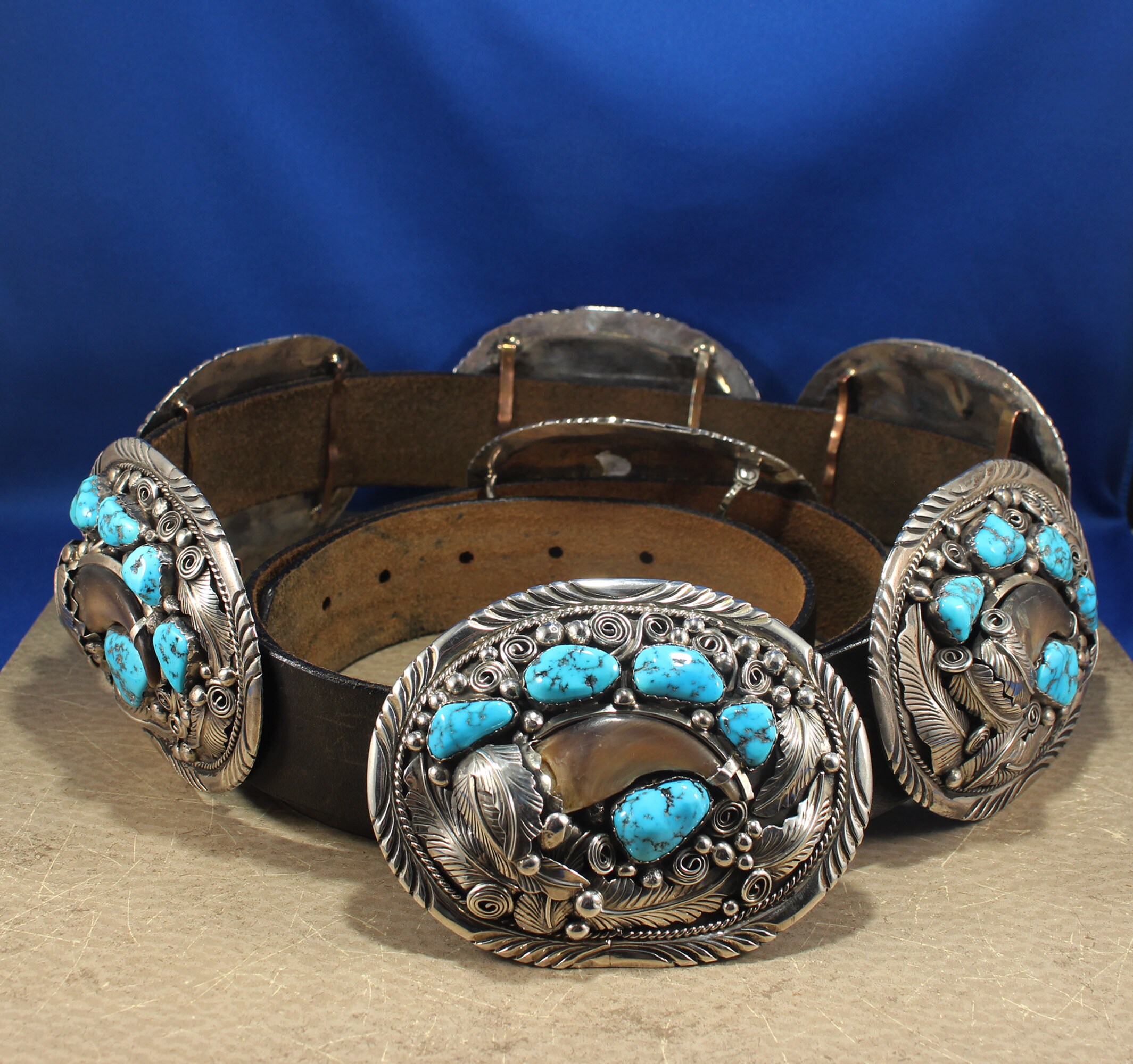 Concho Belt, Vintage Navajo Sterling Silver Turquoise and Authentic ...