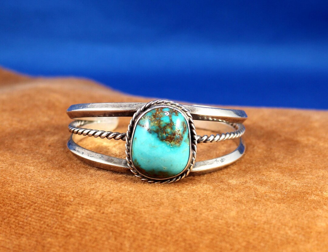 Royston Natural Turquoise and Sterling Silver Cuff Bracelet, Vintage ...